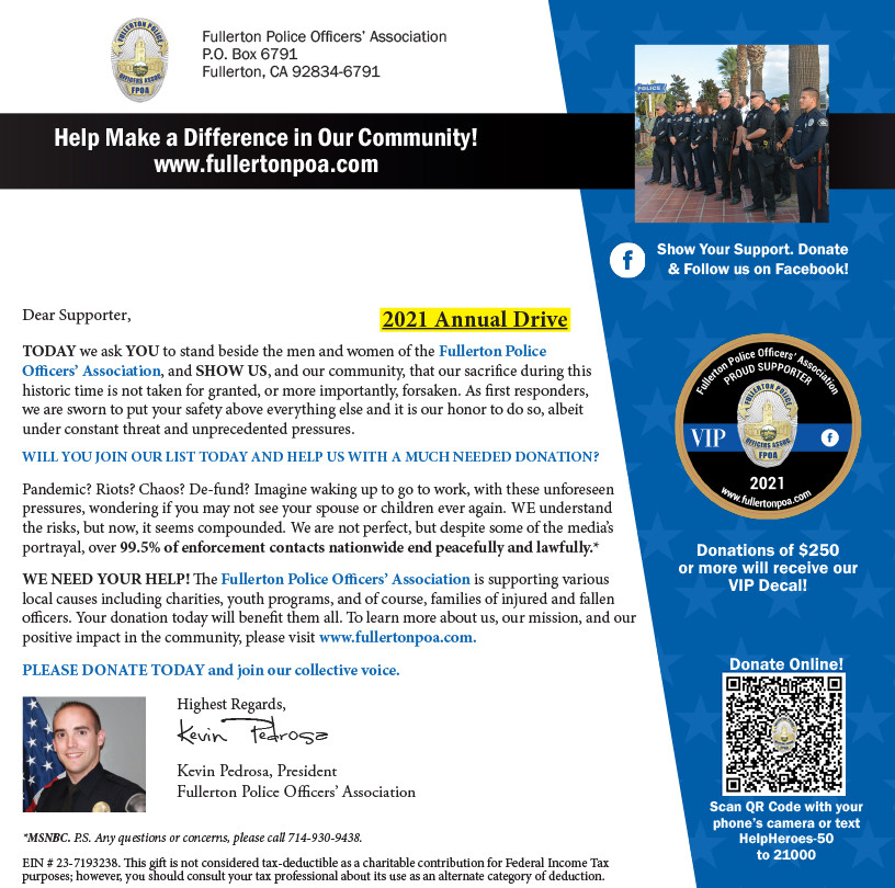 Fullerton Police Officers' Association - Donate Now!